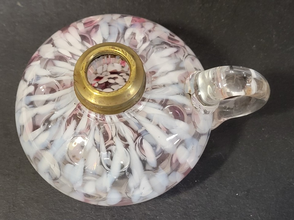 Inverted Thumbprint Spatter Opalescent Cranberry Glass Hand/Finger Oil ...