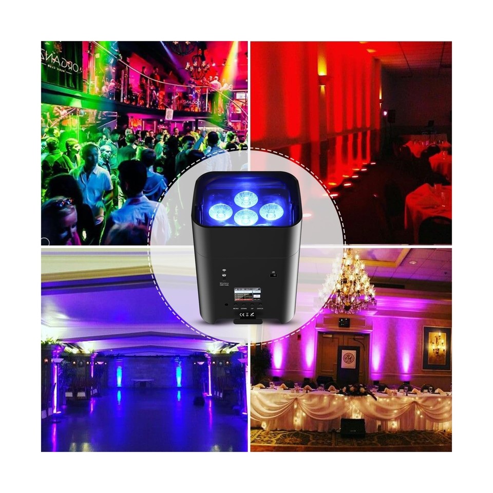 Battery Powered Uplights Rechargeable Par Can 6x18W RGBWA+UV led ...