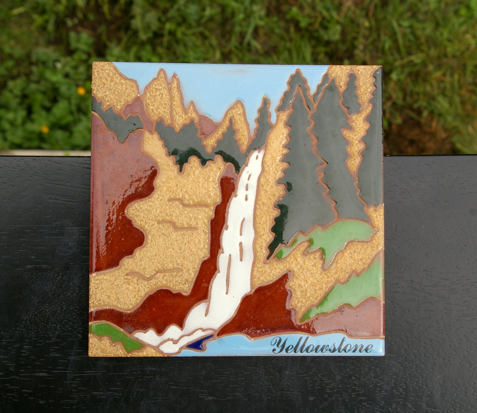 Whipple & Sibley Hand Painted Yellowstone 6" Art Tile Wall Hanging ...