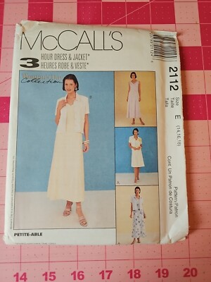 McCalls Pattern 2112 Jacket Sleeveless Dresses 2 Lengths Sizes 14 16 18 ...