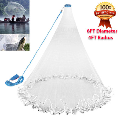 8ft/4ftRadius Fishing Cast Net Bait Easy Throw Hand Cast Strong Nylon ...