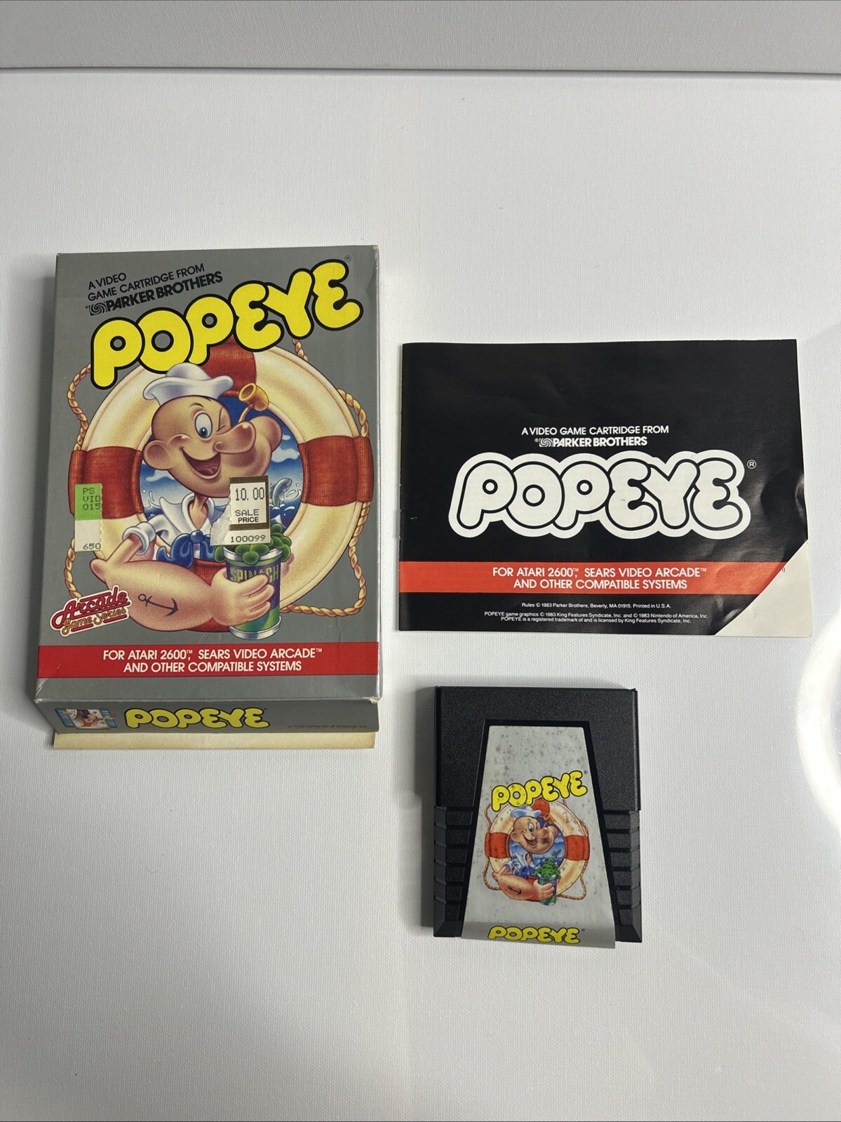 Popeye Atari 2600 Complete W/ Game Cartridge, Manual, Box 73000053703 ...