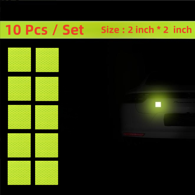 Set of 10 : Reflective Decal Auto Car Nighttime Driving Safety Warning ...