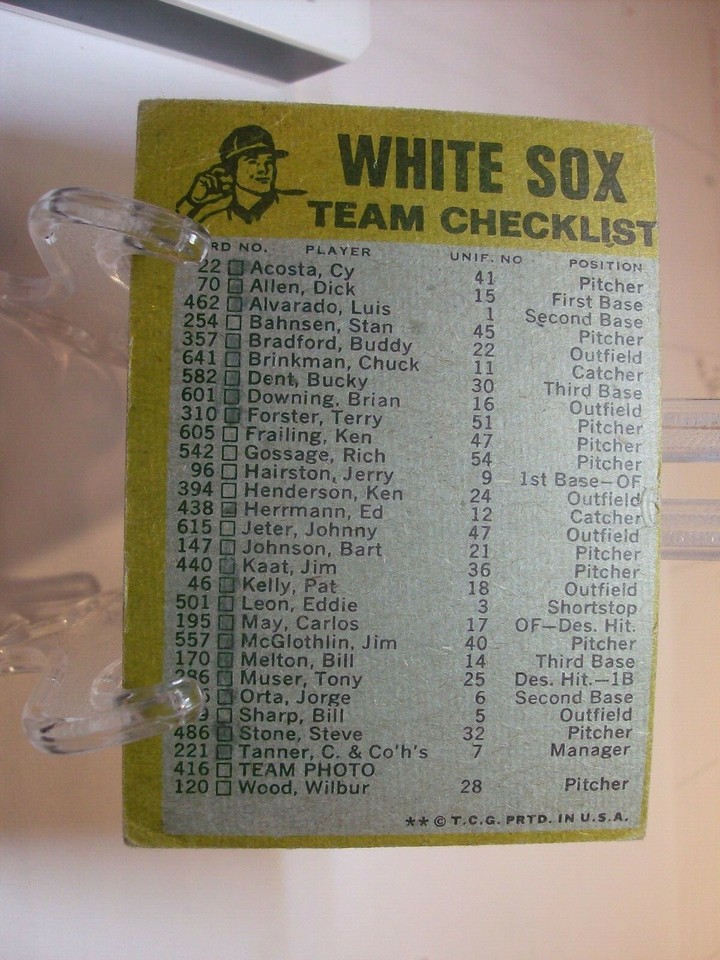 1974 Topps Team Checklists Two Asterisk (**) Chicago White Sox (88230 ...