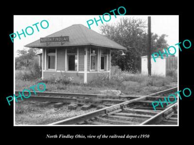 OLD 8x6 HISTORIC PHOTO OF NORTH FINDLAY OHIO THE RAILROAD DEPOT STATION ...