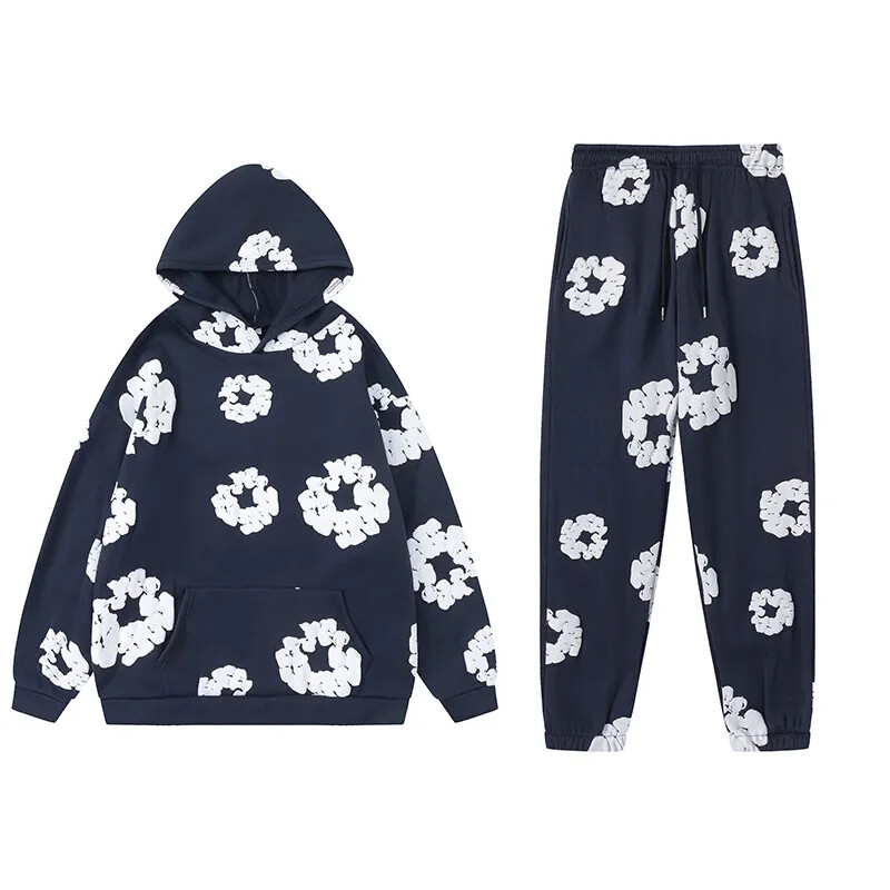 New Men's Hoodie Set 2 PC Sweatshirt Pants Hip Hop Streetwear Floral ...