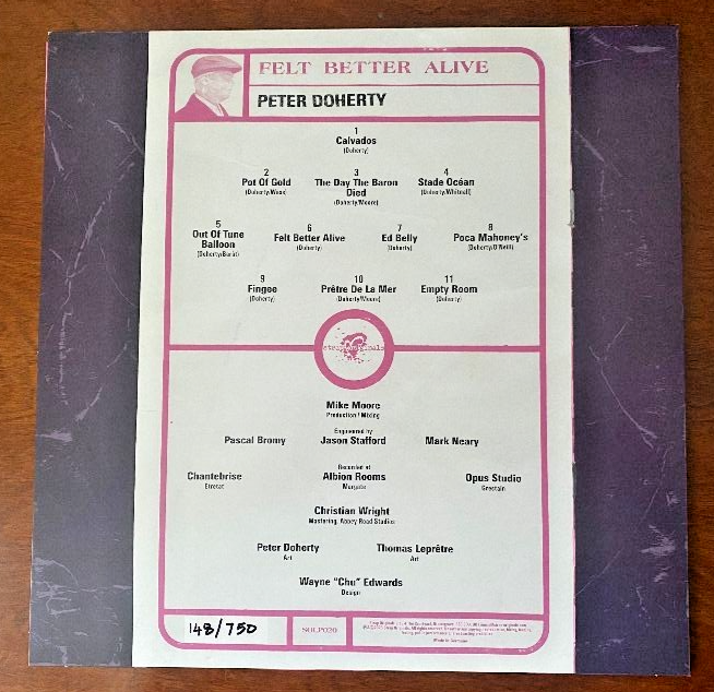 Peter Doherty / Felt Better Alive Limited Vinyl LP- Blood Records # 148 ...