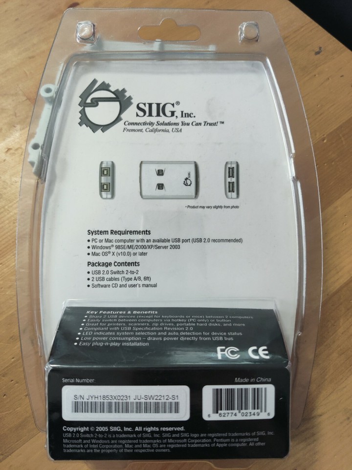 SIIG USB 2.0 SWITCH 2-to-2.Easily share 2 Hi-speed USB devices between ...