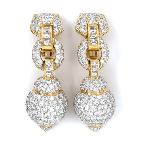 18k Two Tone Gold Doorknocker 2" Drop Earrings with 9.25 ct Diamonds ...