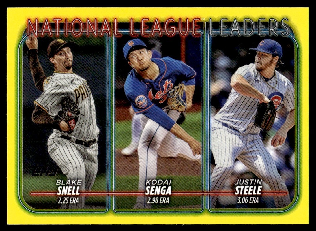 2024 Topps Yellow Justin Steele/Blake Snell/Kodai Senga LL Chicago Cubs ...