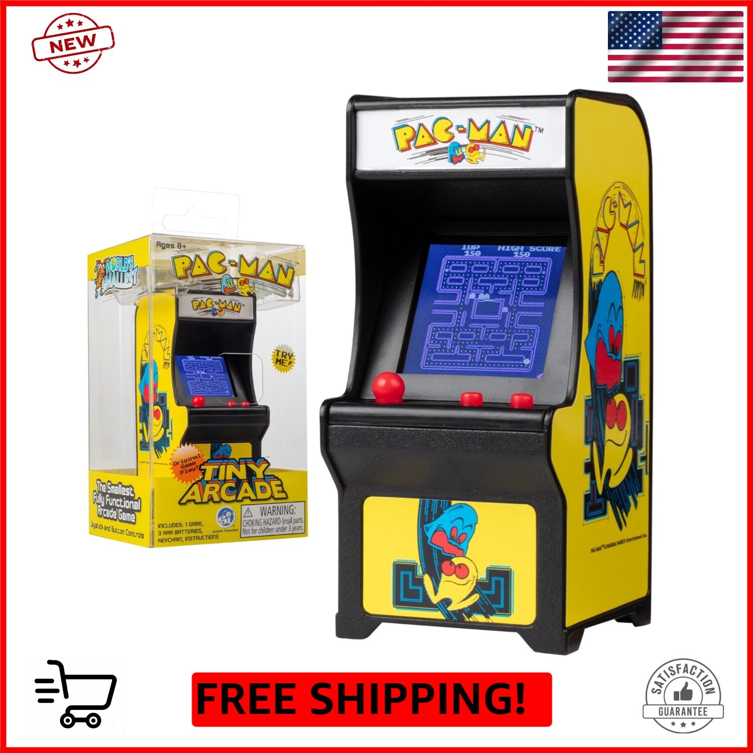 Pac-Man 3.5" Mini Retro Game - Functional Arcade Cabinet w/ Real Gameplay & S... | eBay