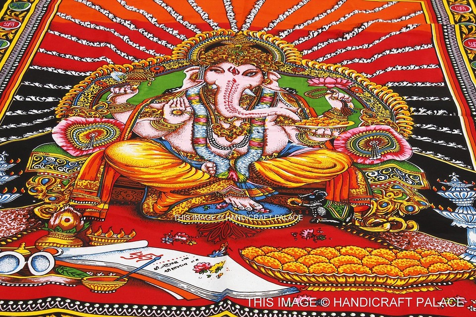 Indian Lord Ganesha Tapestry Throw Decor Bohemian Hippie God Wall ...