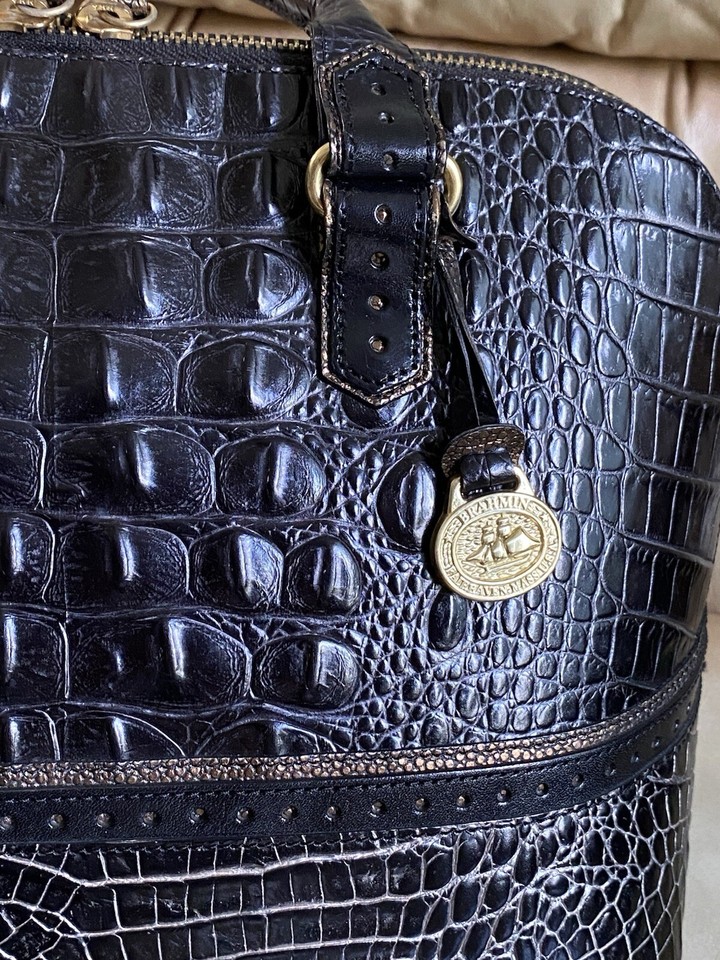 Rare Brahmin Vivian Satchel & Wallet Set Vintage Melbourne Leather Tri ...