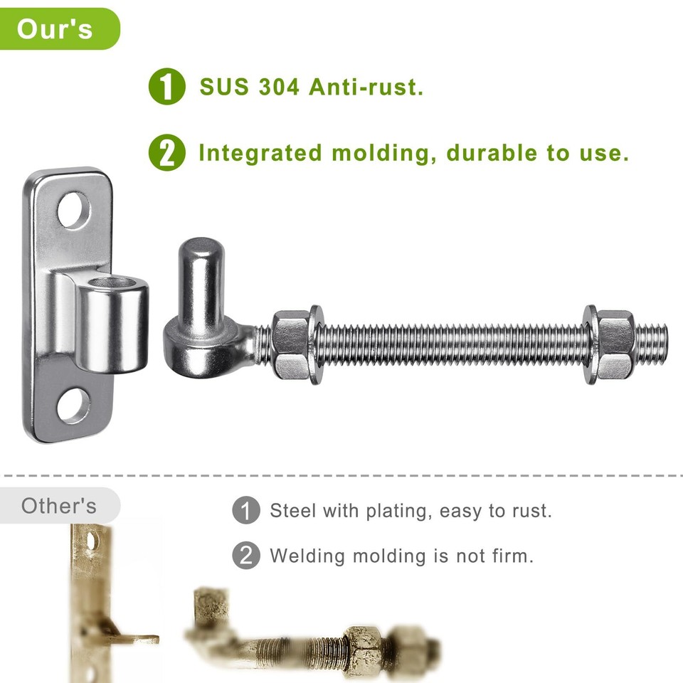 6'' J Bolt Gate Hinge Heavy Duty Gate Hinge for Wood Fence One-Piece ...