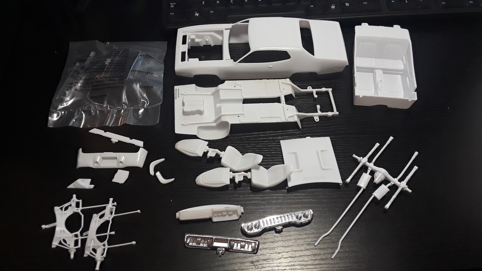 1/24 scale Model car parts Revell 71 Plymouth GTX body chassis interior ...