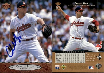 CHARLES NAGY SIGNED 1996 UPPER DECK #317 CLEVELAND INDIANS ON-CARD AUTO ...