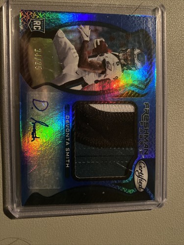 2021 Panini Certified Devonta Smith Freshman Fabric Blue RPA #24/25 ...