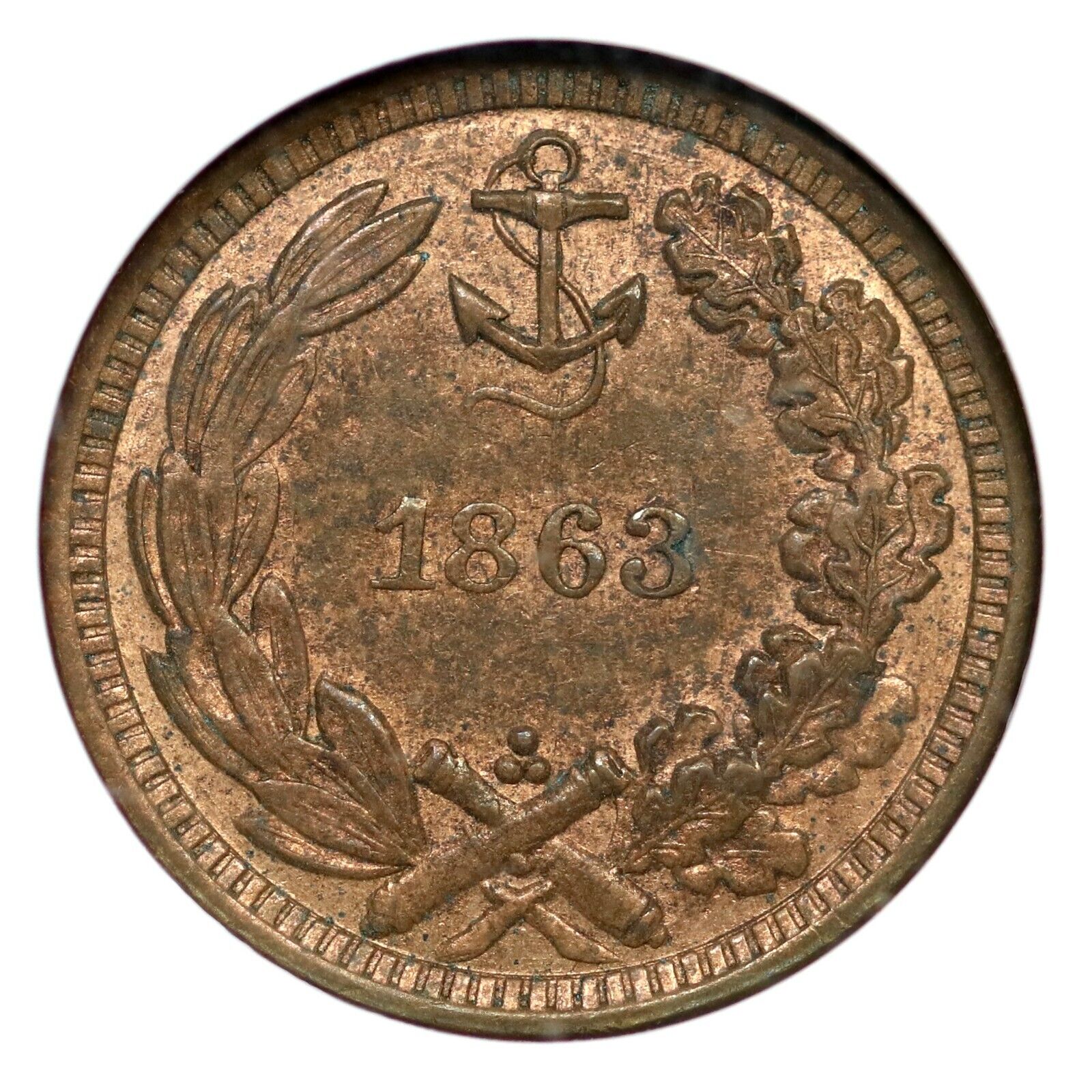 1863 F-237/423 A NGC MS 62 RB OUR LITTLE MONITOR Civil War Token | eBay