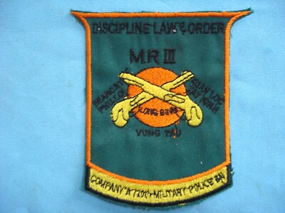 VIETNAM WAR PATCH, US Co. A US 720th MILITARY POLICE Bn DISCIPLINE LAW ...