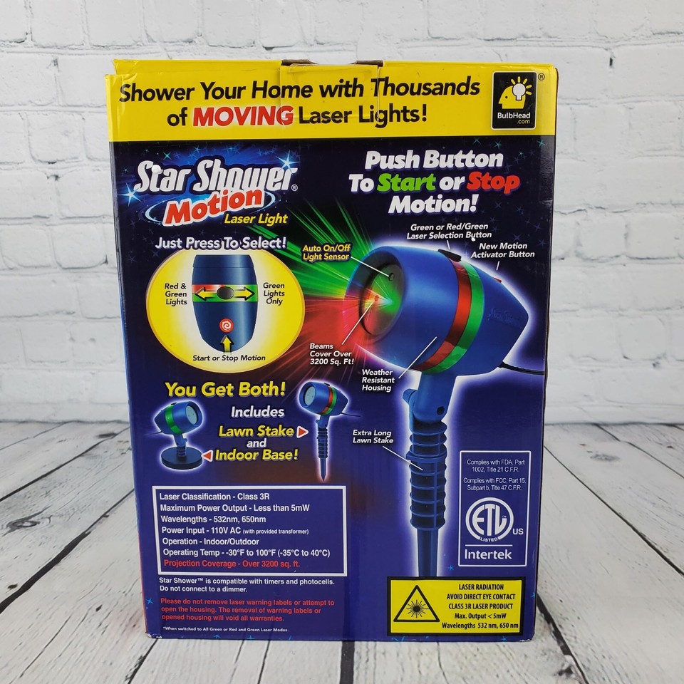 BulbHead Star Shower Motion Laser Lights Projector Christmas Lights Red ...