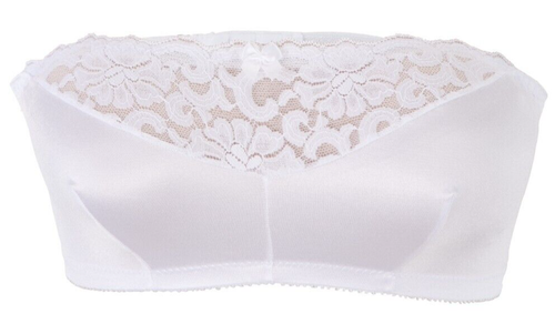 Delicate Lace! STRAPLESS COMFORT Bra White 42B 42C 42D SELF~ADJUSTING ...