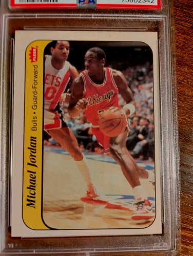 1986 Fleer Sticker Michael Jordan RC #8 PSA 7 NM Near Mint Rookie Card ...