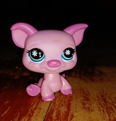 Littlest Pet Shop # 876 Pink Pig Blue Snowflake Flower Eyes Authentic ...