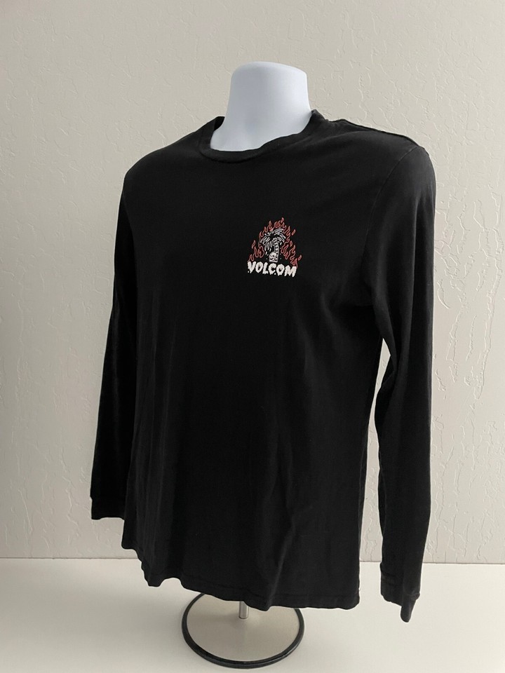 Volcom Mens Size M Black Tropical Skeleton Long Sleeve Crew Neck T ...