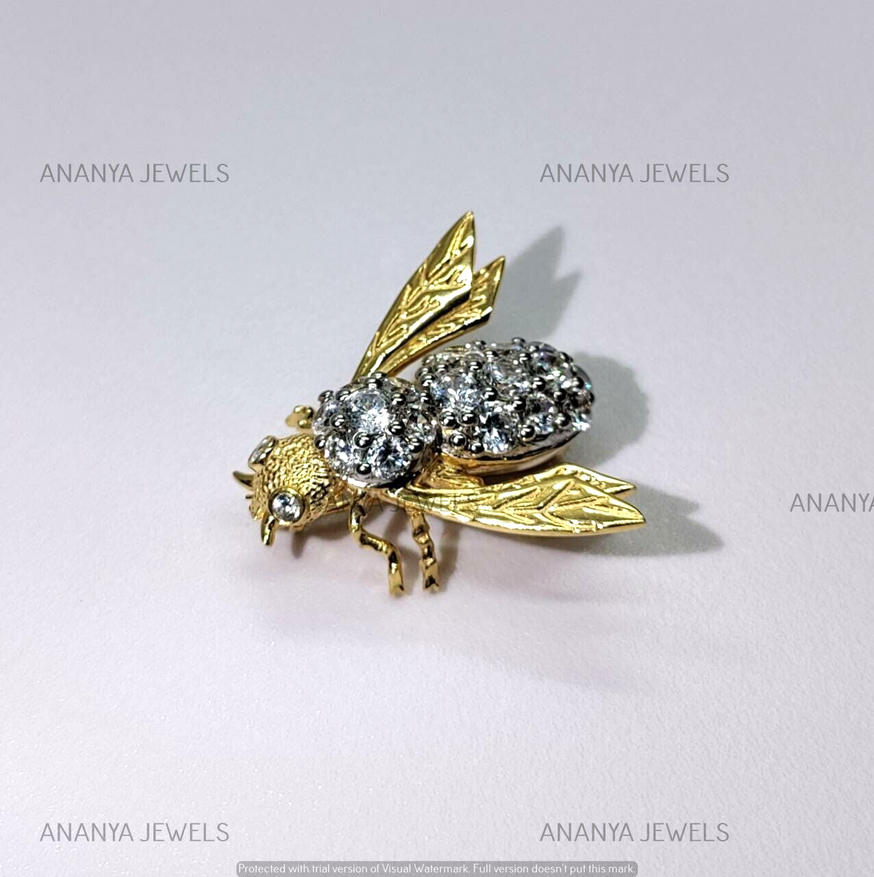 14k Yellow Gold Plated 2.00 CT Lab-Created Diamond Bee Design Women's ...