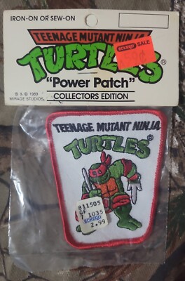 COOL~ 1989 TEENAGE MUTANT NINJA TURTLES RAPHAEL POWER PATCH IRON / SEW ...