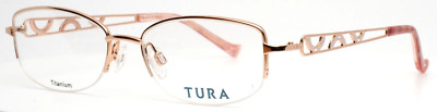 TURA R133 RGD Rose Gold Womens Rectangle Half Rim Eyeglasses 50-17-135 ...