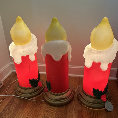 (3) Vintage Christmas Candle 24" Lighted Blow Mold Indoor Outdoor ...