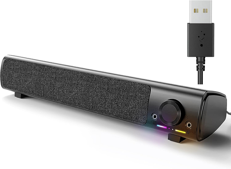 Computer Speakers, USB Powered 3.5Mm AUX PC Sound Bar for Desktop ...