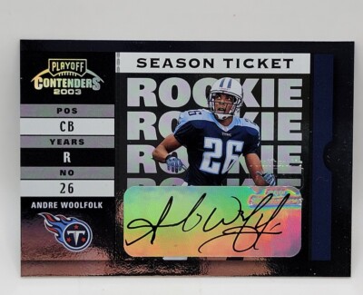 2003 Playoff Contenders #184 Andre Woolfolk Auto Silver Rookie RC /989 ...