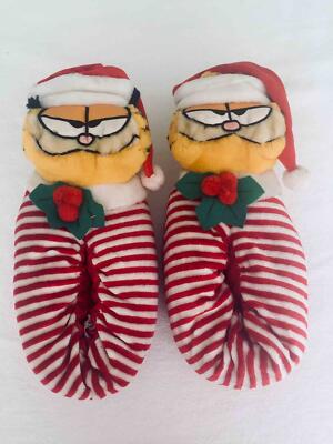 Vintage 1981 Garfield CHRISTMAS Slippers House Shoes Size Small 5 - 6 ...
