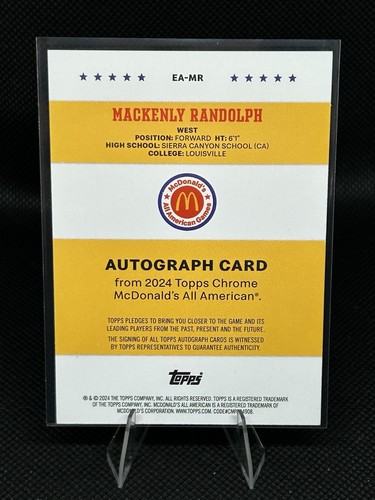 Mackenly Randolph On Card Auto 2024 Topps McDonald’s All American ...