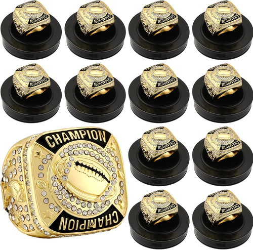 12 Pcs Football Championship Rings Ball Games Championship Trophy Rings ...