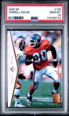 1995 SP #130 Terrell Davis ROOKIE Card PSA 10 GEM MT HOF Denver Broncos ...