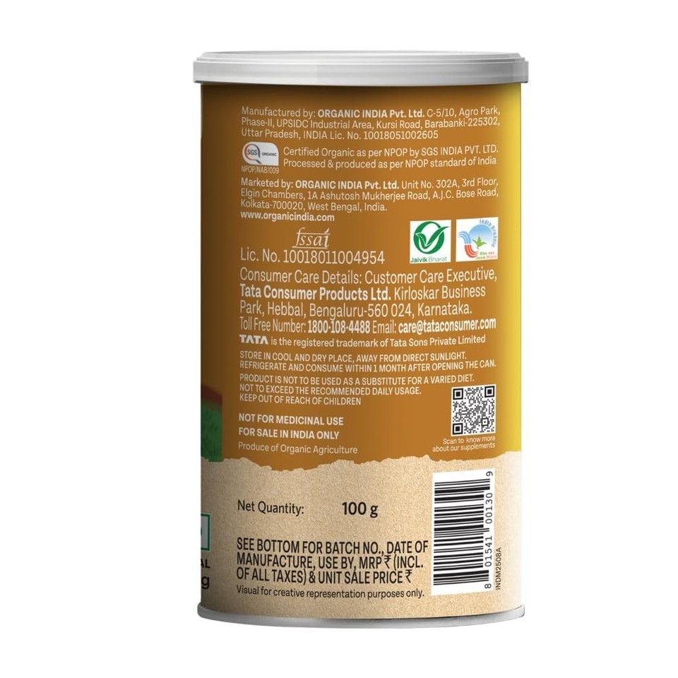 Organic India Sat Isabgol Psyllium Whole Husk Powder - 100g, With ...