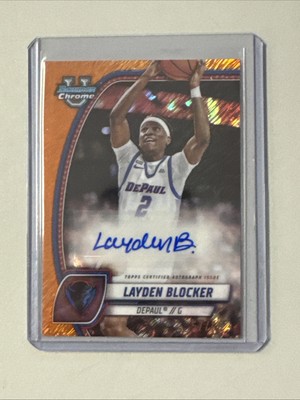 2024-25 Bowman Chrome University Layden Blocker Orange Shimmer Auto /65 ...