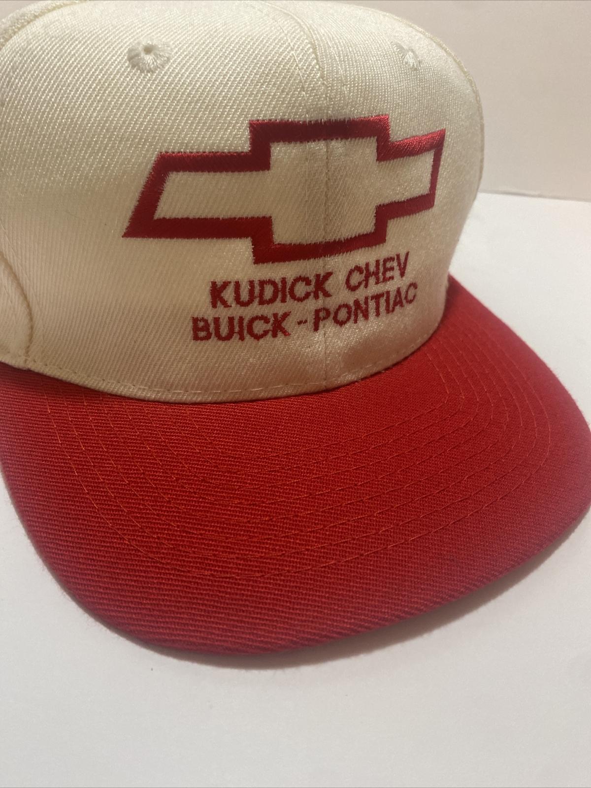 Vintage Chevy Chevrolet Logo Hat White & Red SnapBack… - Gem