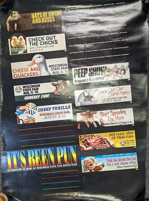 Vintage Wisconsin State Fair 1979-1989 10 Years Advertising Pun Poster ...
