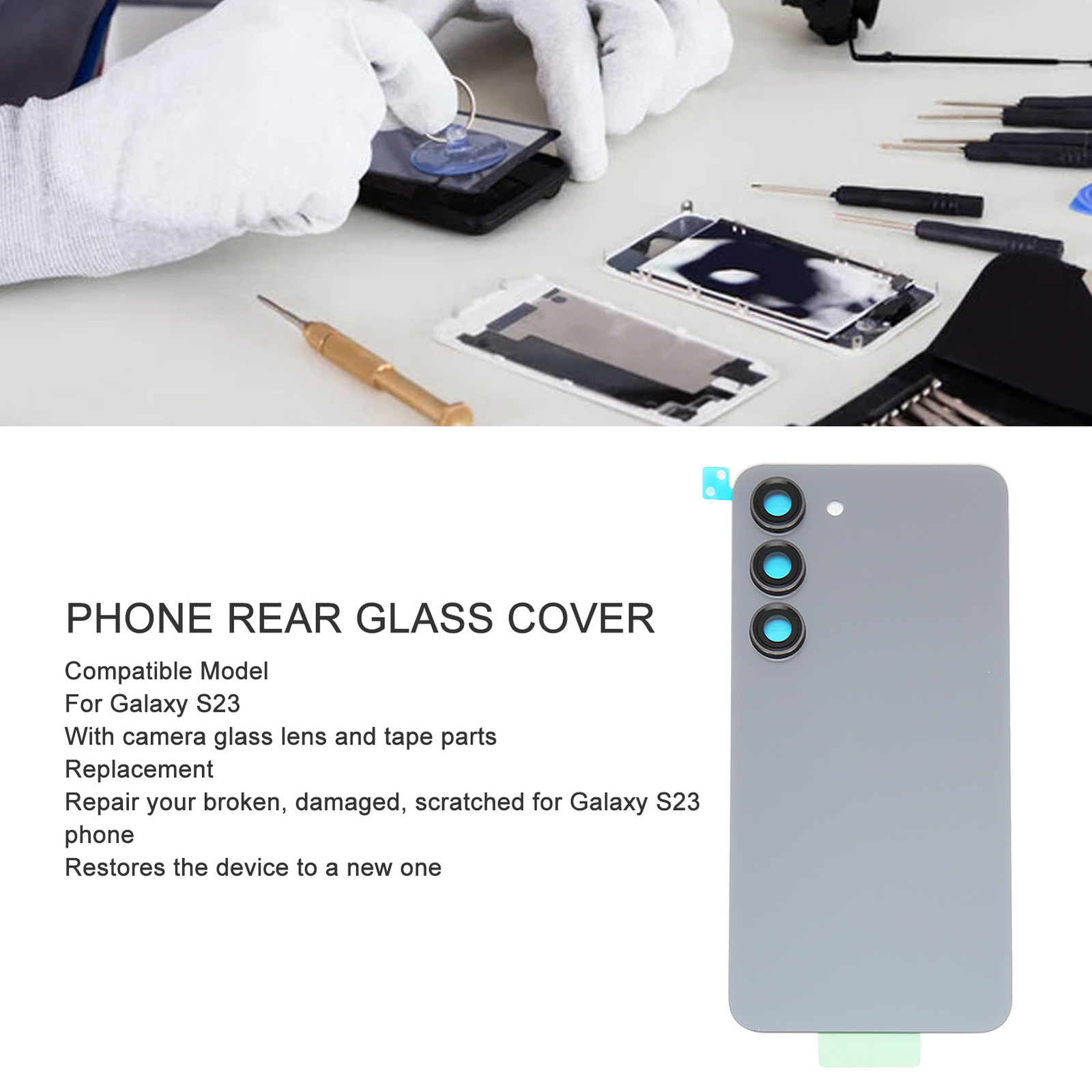 Replacement Back Glass Phone Rear Glass Cover Housing With Pre ...