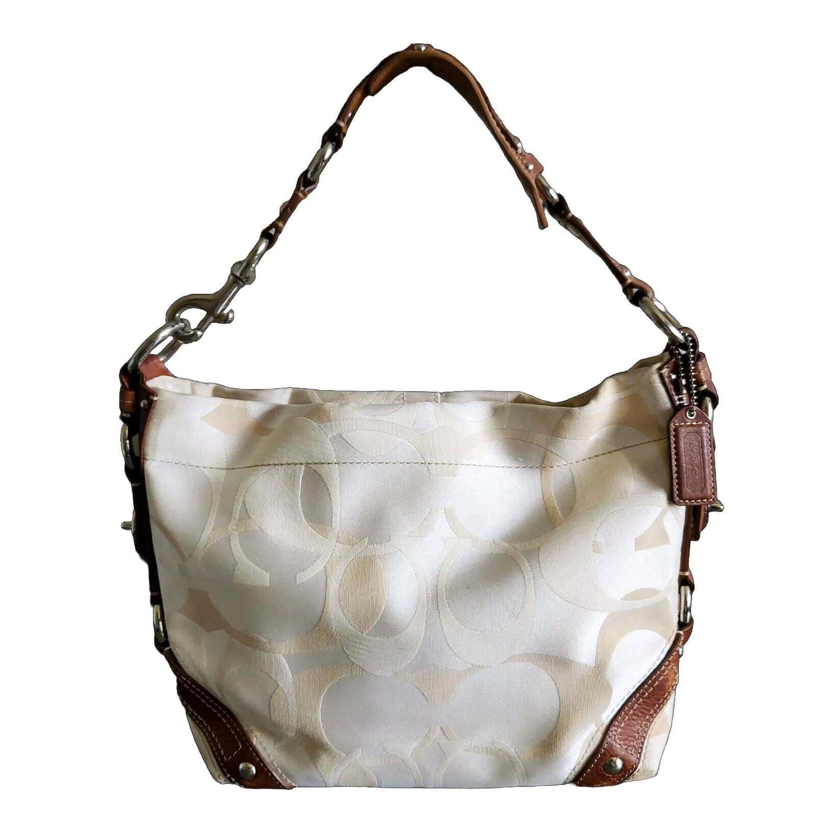 Coach Carly Signature Optic Shoulder Bag A0826-11960 Khaki Cream Beige ...