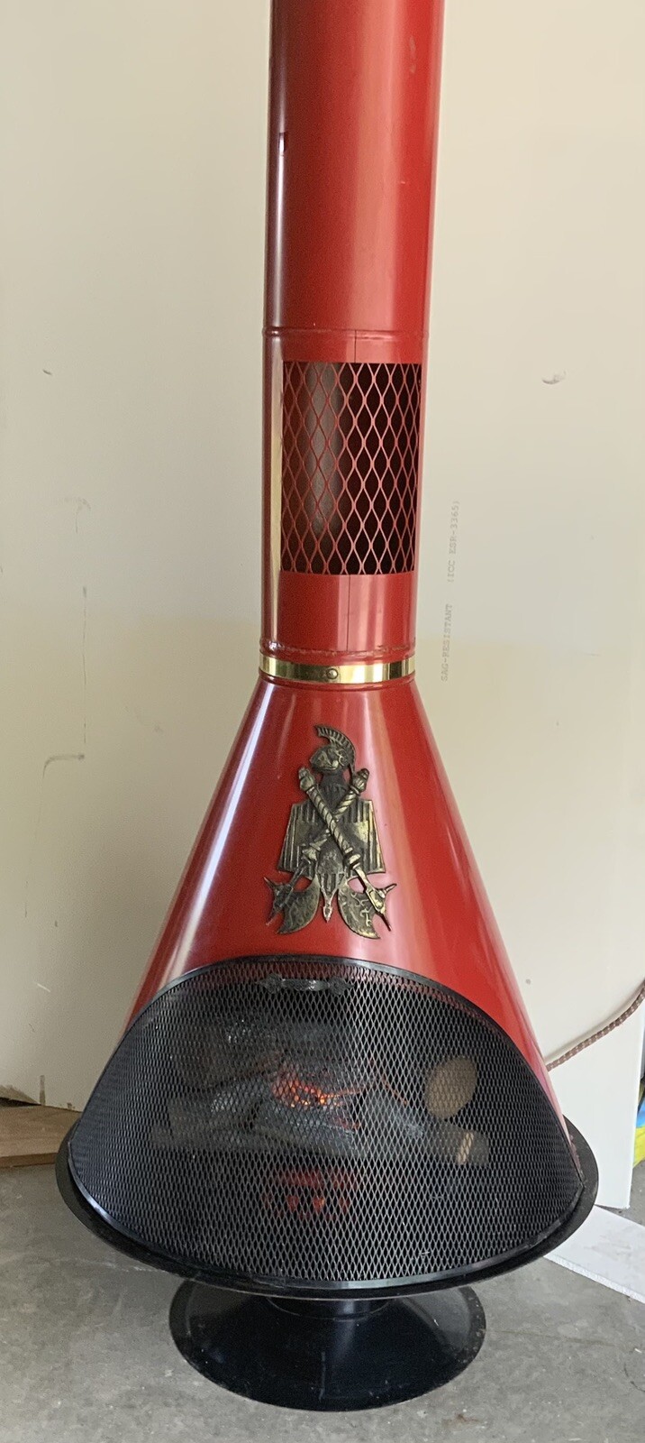 Mid Century Modern Red Cone Electric Fireplace Fully Functional | eBay