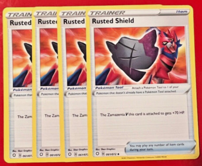 4x Rusted Shield 061/072 Pokémon TCG Shining Fates NM Playset Tool ...