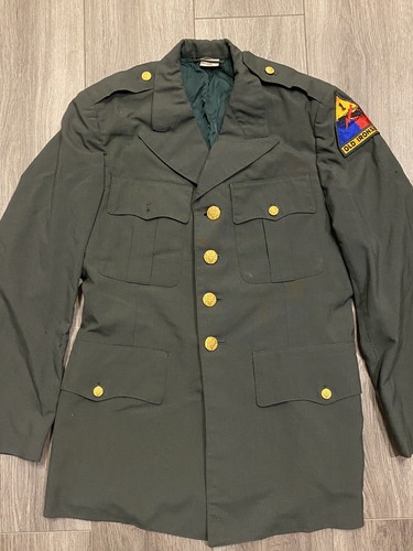 US ARMY GREEN MEN'S 38R MILITARY SERVICE DRESS UNIFORM COAT JACKET- OLD ...
