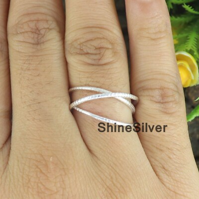 Silver Interlocking Ring Three Band Rolling Thin Interlocking Silver ...