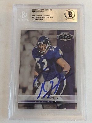 Ravens Ray Lewis Authentic Signed 2001 Playoff Honors Auto Card ...