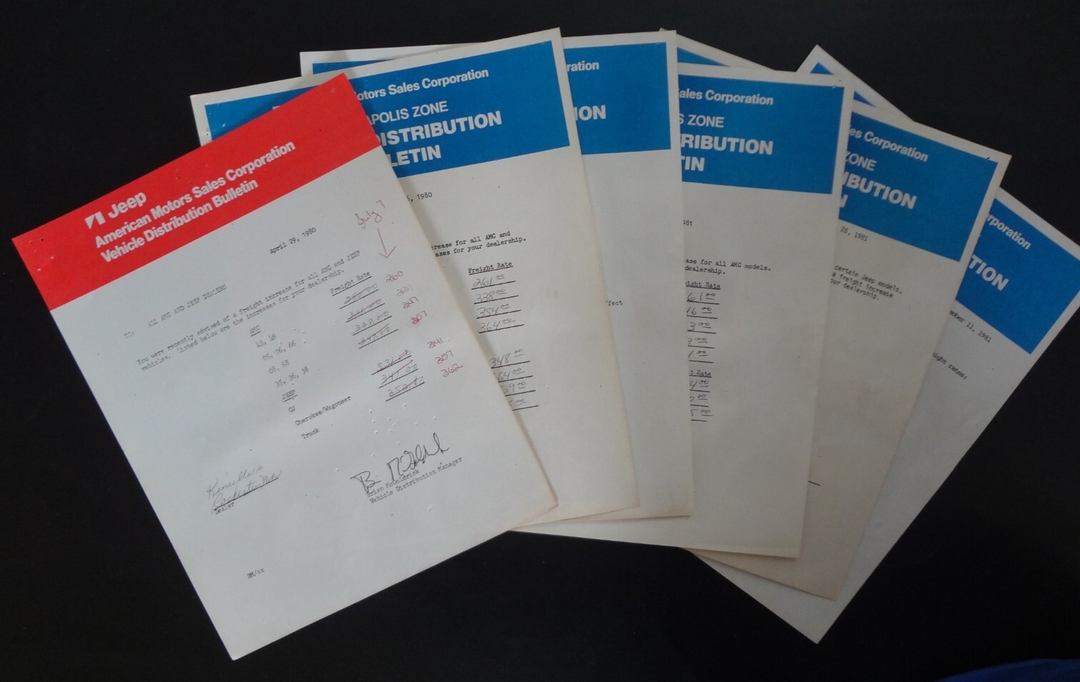 Vintage AMC Factory Destination Pricing Letters to dealer, Lot of 6 ...